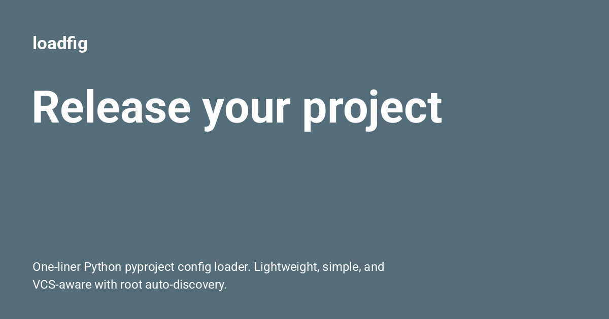 Release your project - loadfig